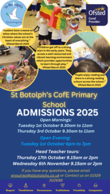 New Intake 2025 Flier - St Botolph's Church of England Primary School